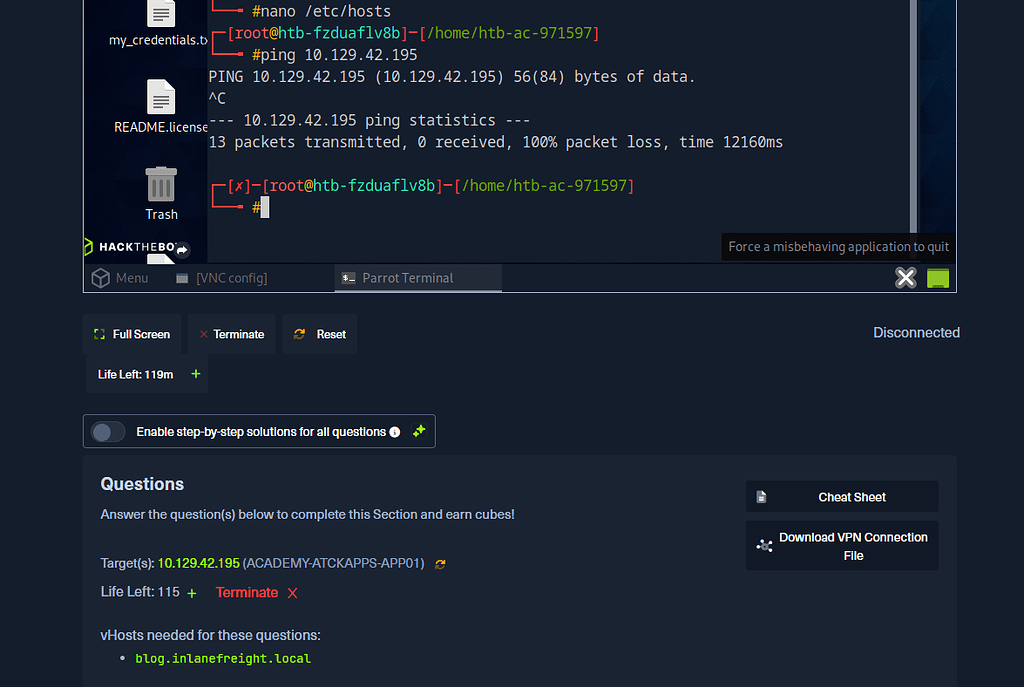 There is a problem connecting to the target - Site Feedback - Hack The Box :: Forums