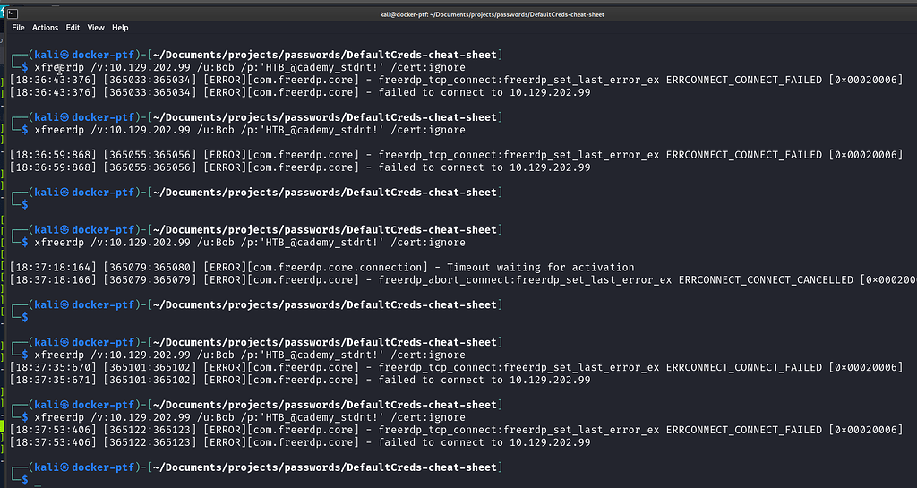 Xfreerdp is disconnecting a lot from the windows target machine - Academy - Hack The Box :: Forums